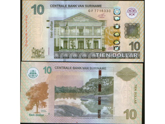 Suriname 10 Dollars 2019. UNC.