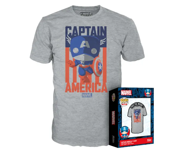 FUNKO Muška majica Marvel Boxed Tee - Camptain America siva