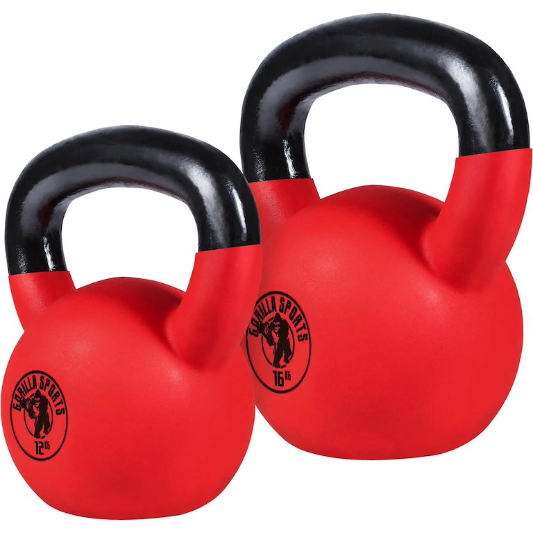 GORILLA SPORTS Set ruskih zvona sa neoprenom 28 kg crveno-crni