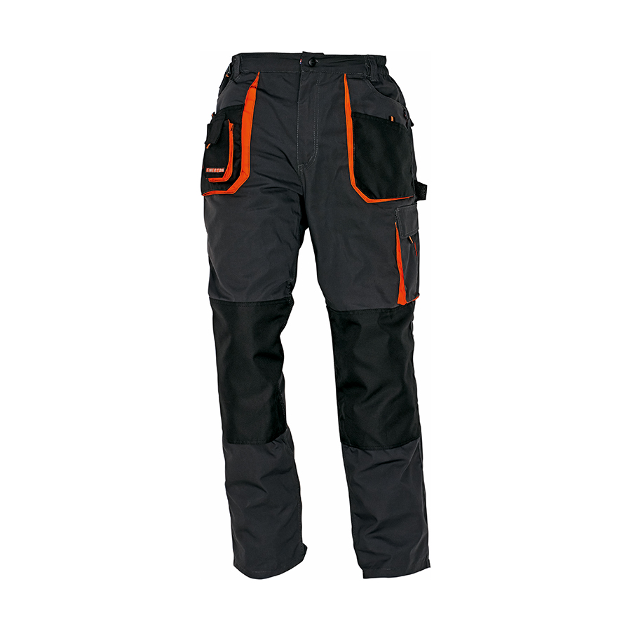 Radne pantalone EMERTON, 65% poliester, 35% pamuk, crno-narandžaste boje 50