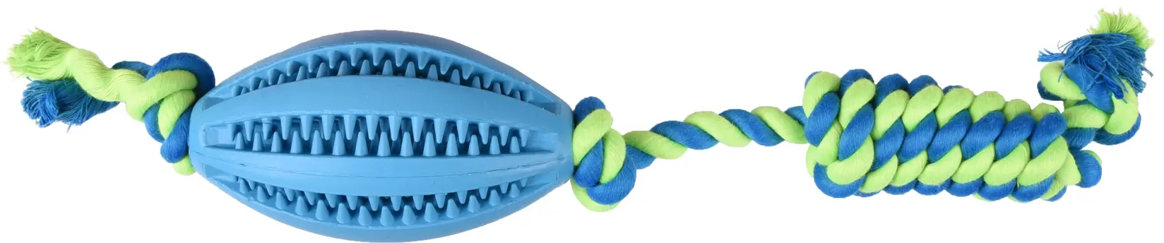 FLAMINGO Dentalna gumena ragbi lopta sa konopcem za pse 38cm plava