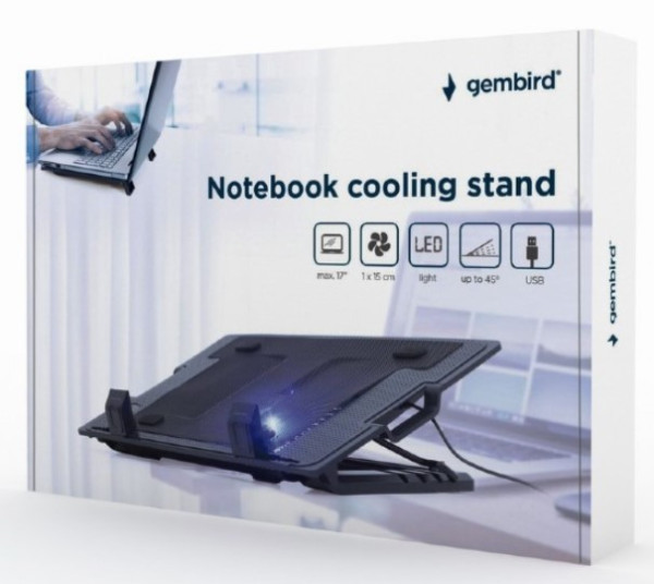 NBS-1F17T-01 Gembird hladnjak za laptop, 17inc 150mm Fan, USB, 370x265mm, Ergo Stand