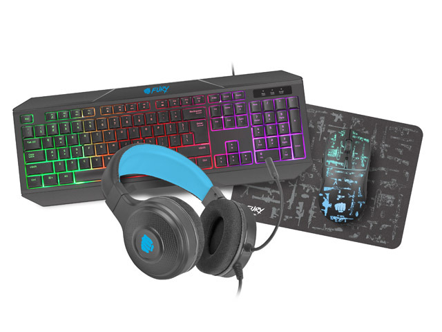 FURY THUNDERSTREAK 3.0, 4 in 1 Gaming Combo, RGB Keyboard (Antighosting, Spill Proof), Mouse (800-40
