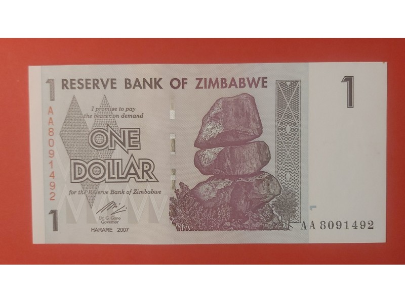 1 dollar 2007 god Zimbabwe UNC