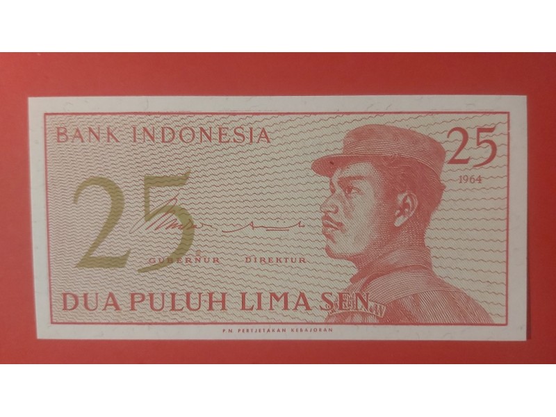 25 sen 1964 god Indonezija UNC