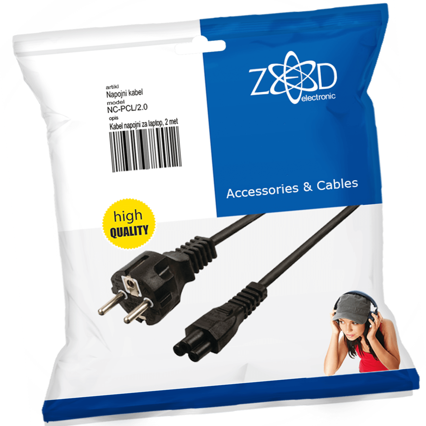 ZED electronic Kabel napojni za laptop, dužina 2.0 m (mickey mouse) – NC-PCL/2.0