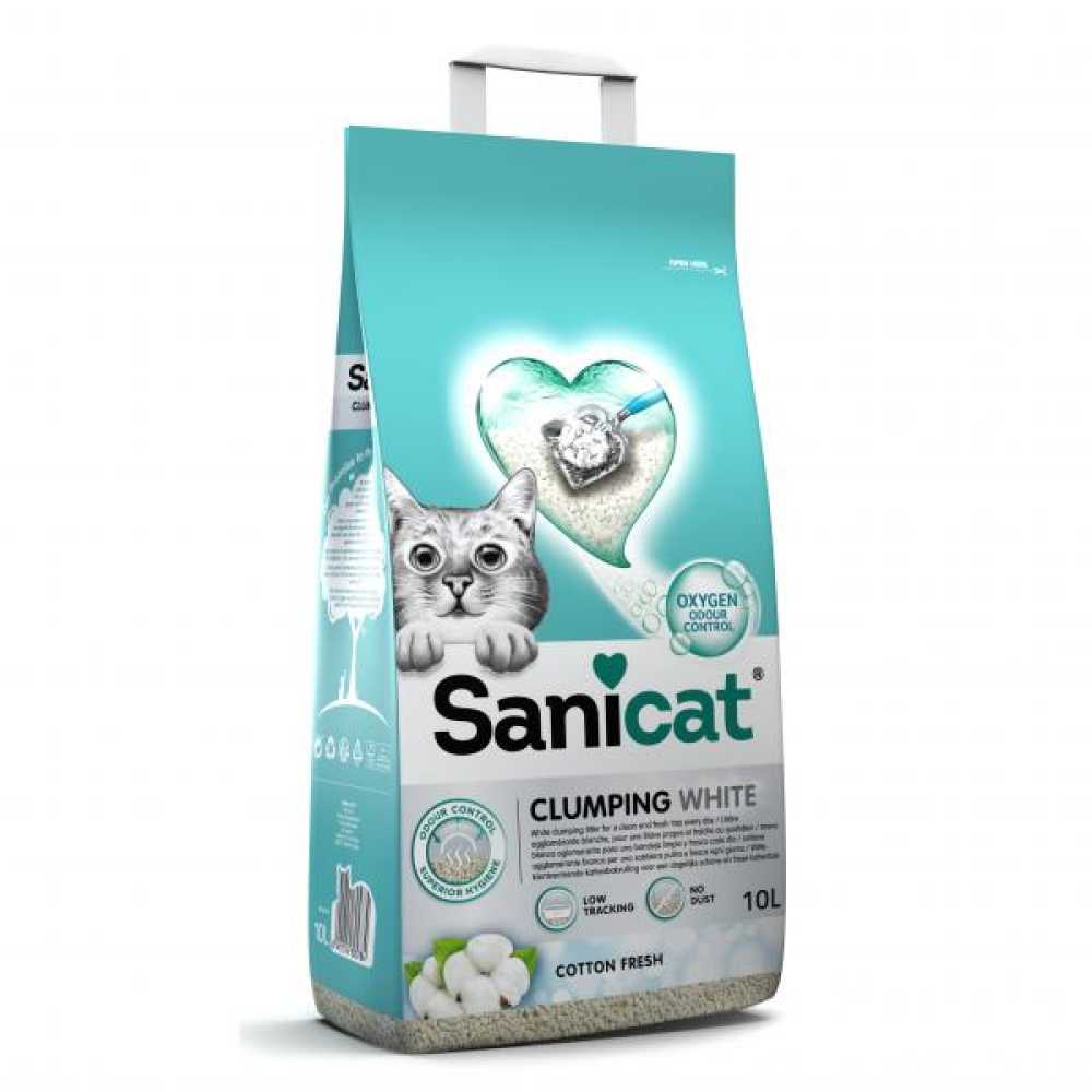 SANICAT Clumping White grudvajući posip za mačke 8l