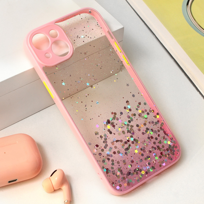 Maskica Frame Glitter za iPhone 15 Plus 6.7 roze