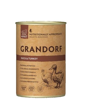 Grandorf Dog Adult Grain Free Konzerva Pačetina & Ćuretina 400g