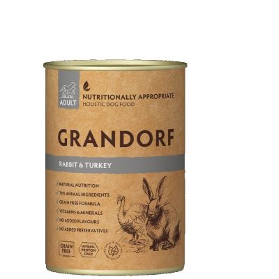 Grandorf Dog Adult Grain Free Konzerva Zečetina & Ćuretina 400g