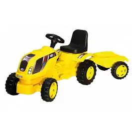 Traktor sa prikolicom jednobojni žuti