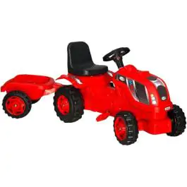 Traktor sa prikolicom jednobojni crveni