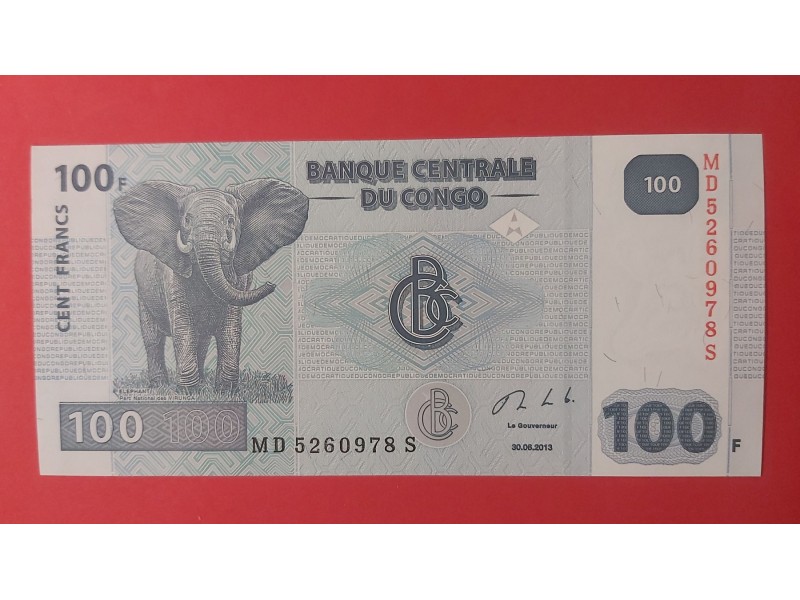 100 francs 2013 god Kongo UNC