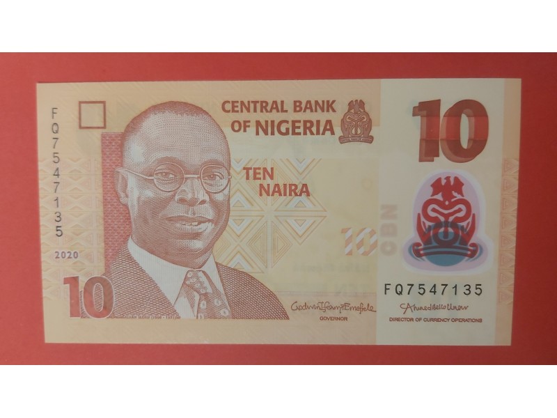 10 naira 2020 god Nigerija UNC polimer