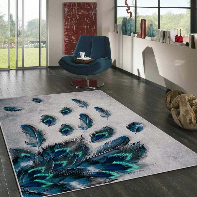 Tepih sa gumenoj podlogom 120x180cm – Paunovo perje, TG-1013