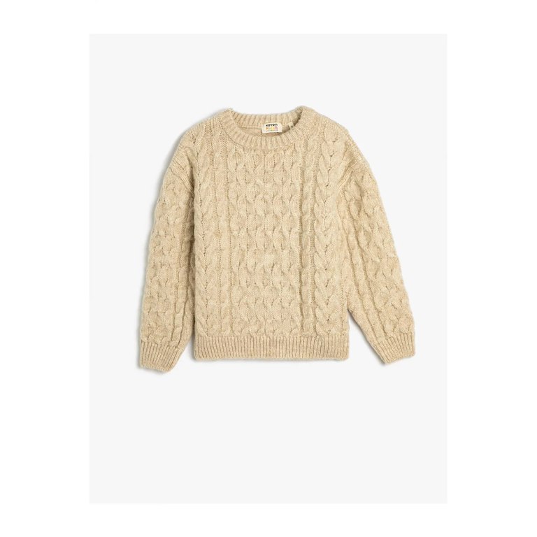 Koton Sweater Hair Knit Crew Neck Long Sleeved Soft Texture.