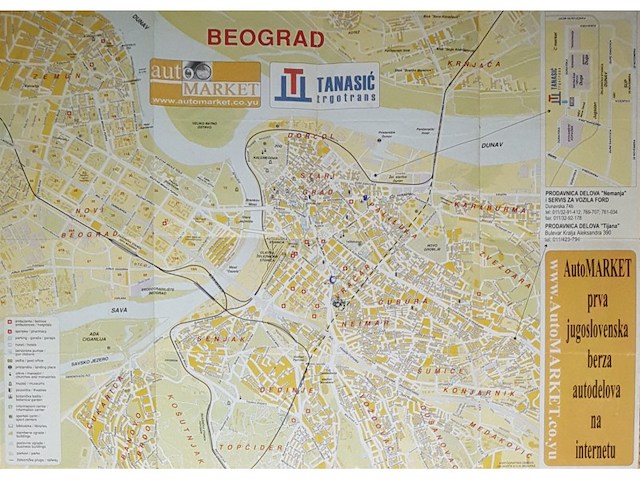 Karta (Plan Grada) `BEOGRAD` SR Jugoslavija