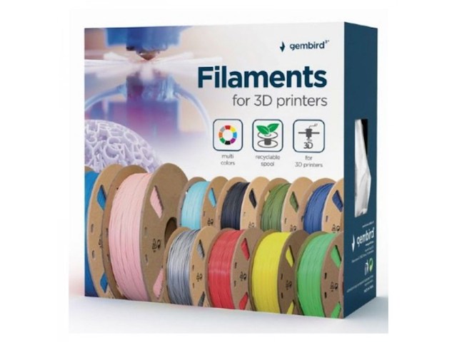 3DP-PLA-01-MTBK Mat PLA Filament za 3D stampac 1.75mm, kotur 1KG, black