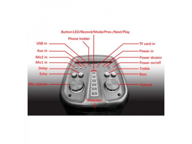 Microlab PT800 karaoke zvucnik 135W, Bluetooth, LED, 7,4V/4500mAh, TWS, Aux, USB, microSD, FM, Mic*2