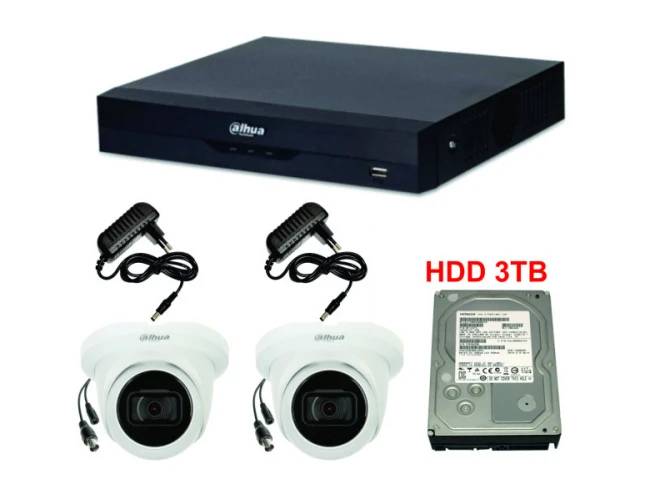 Dahua-01 digitalni video snimač 4 kanala set 2 kamere+3TB HDD 5Mpix