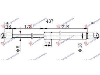 AMORTIZER GEPEK VRATA (437L-350N) FIAT PUNTO 12-