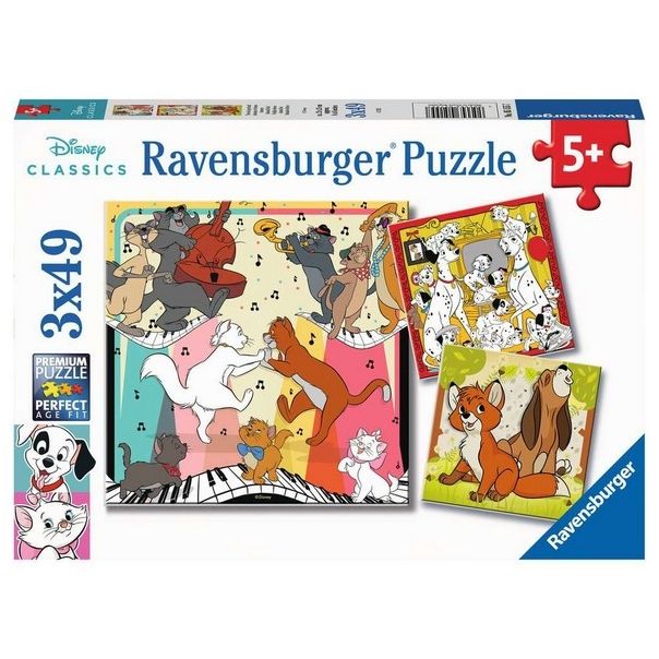 Ravensburger puzzle - Razigrane životinje - 3x49