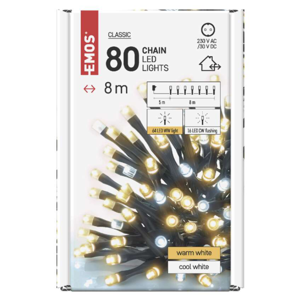 EMOS Svetlosni lanac 80 LED, 8 m