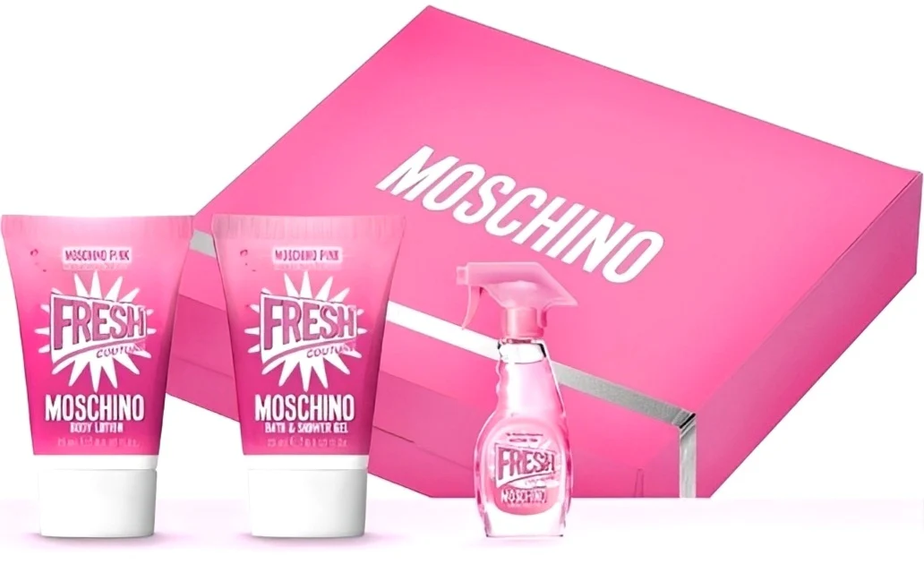 Moschino - Pink Fresh Couture edt 5ml minijatura + 25ml kupka + 25ml losion / LADY / SET