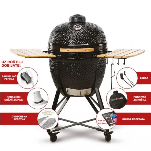 Keramički roštilj Kamado Bono Grande 59cm - Black