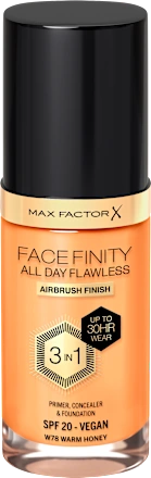 MAX FACTOR
FACE FINITY ALL DAY FLAWLESS 3IN1 tečni puder - W78 Warm Honey, SPF20, 30 ml