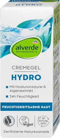 alverde NATURKOSMETIKHYDRO 24h gel krema za lice - hijaluronska kiselina i morske alge, 50 ml