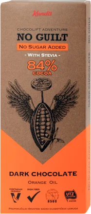 Kandit
No Guilt tamna čokolada bez dodanog šećera 84 % kakaa, 80 g