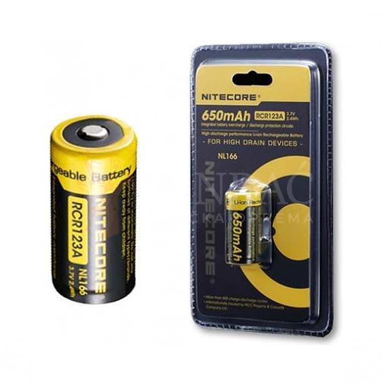 Nitecore NL166 RCR123A punjiva baterija 650mAh Li-Ion