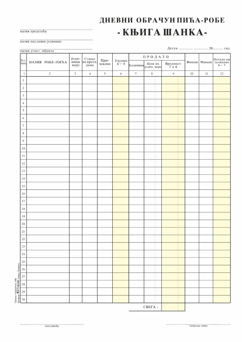 OPTIMUM Knjiga šanka A4 NCR 956