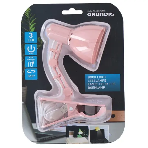 GRUNDIG Lampa za knjigu 3LED roze