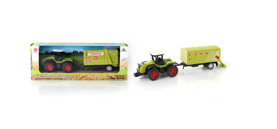 Traktor sa prikolicom zeleni