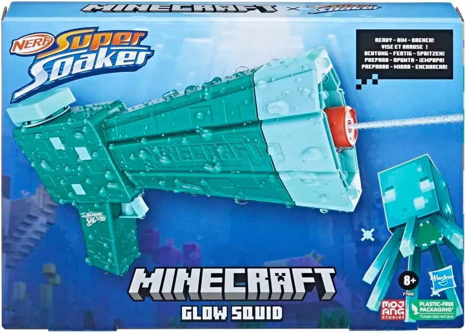 HASBRO Dečija igračka pištolj na vodu Nerf Super Soaker Minecraft Glow Squid