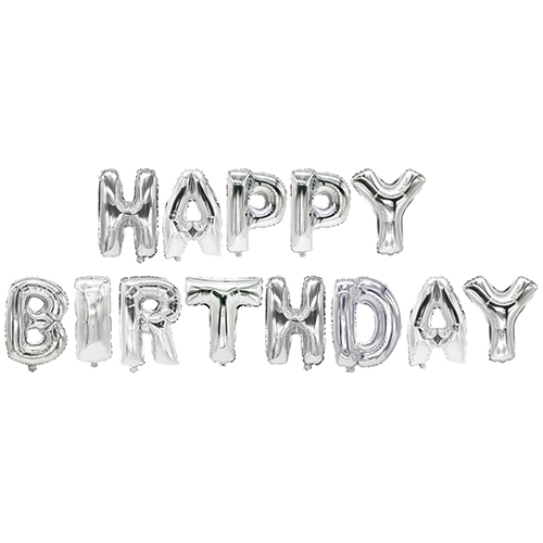 BALON FOLIJA SET, HAPPY BIRTHDAY, SREBRNA