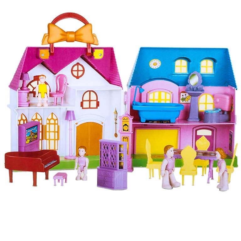 Kuća za lutke sa nameštajem i figurama