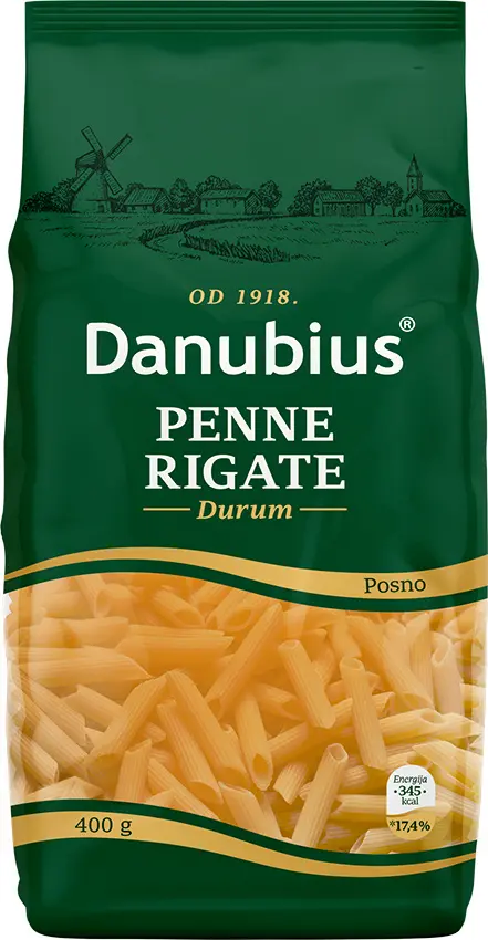 DANUBIUS Testenina Penne rigate 400g