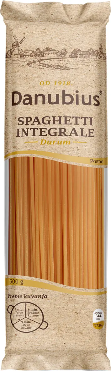 DANUBIUS Testenina Spaghetti integrale 500g