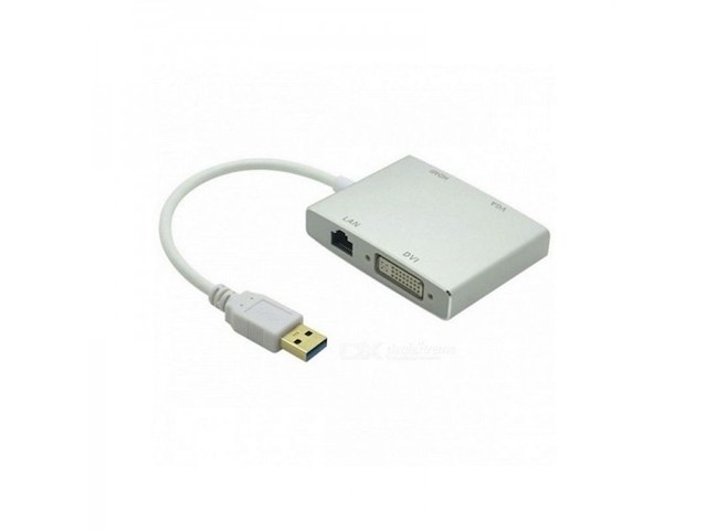 Fast Asia Adapter-konvertor USB 3.0 na HDMI + VGA+DVI + RJ45