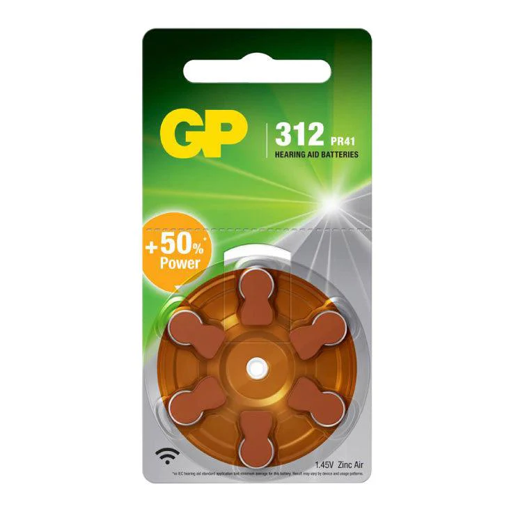 GP Baterija dugmaste za slušni aparat ZA312 — 1.45 V, 6 kom.