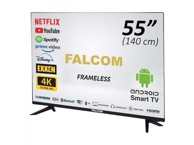 TV Falcom 55LTF022SM Smart LED TV 55inca (140cm), Ultra HD 4K, DVB- S2/T2/C tuner, H265 HEVC, 2x10W