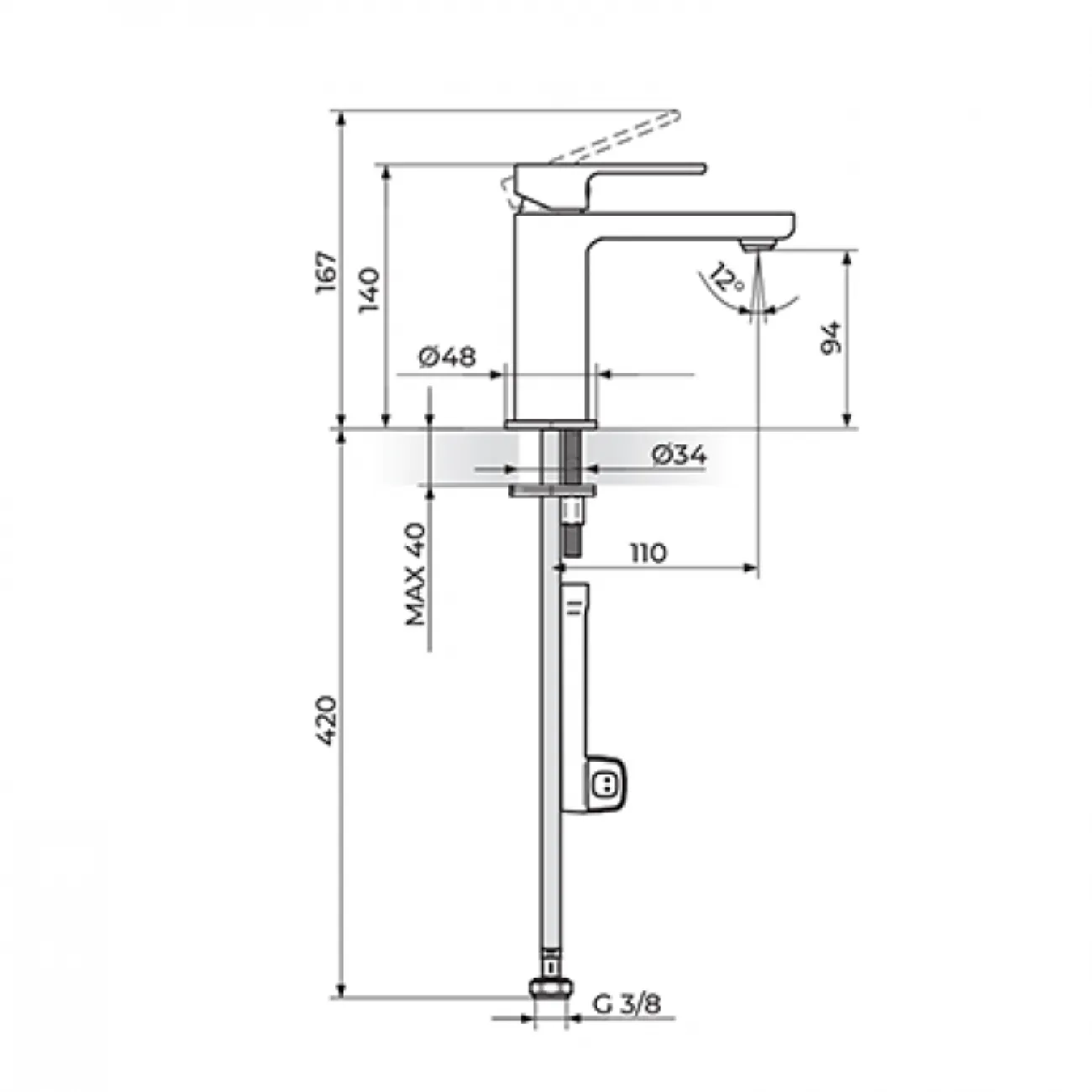 ROSAN S2 BLACK SLAVINA ZA LAVABO HLADNA VODA