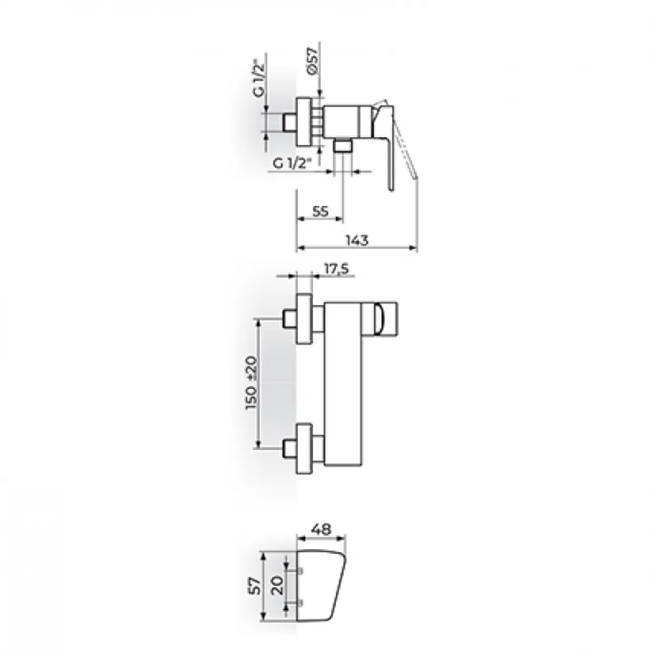 ROSAN S2 BLACK ZA TUŠ KADU 237101B