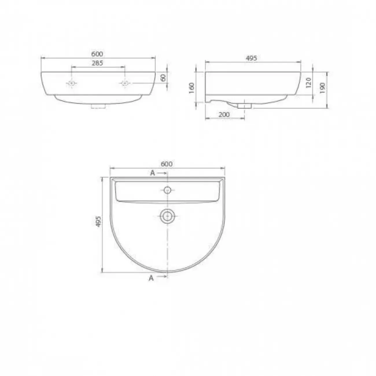 LAVABO 60x50 BELLA 7800 U