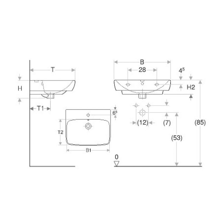 LAVABO 55 GEBERIT SELNOVA SQURE