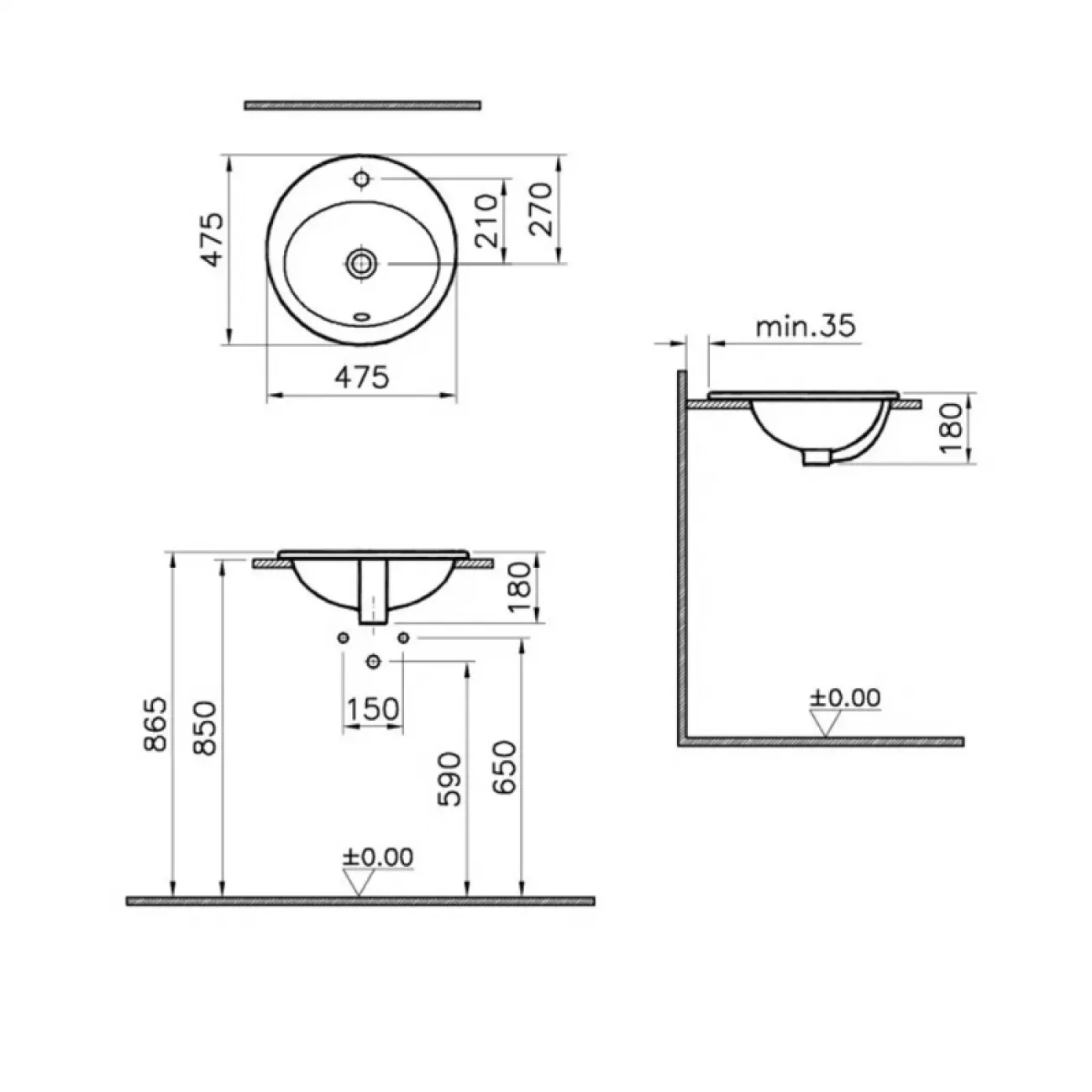 LAVABO 47 VITRA S20 UGRADNI