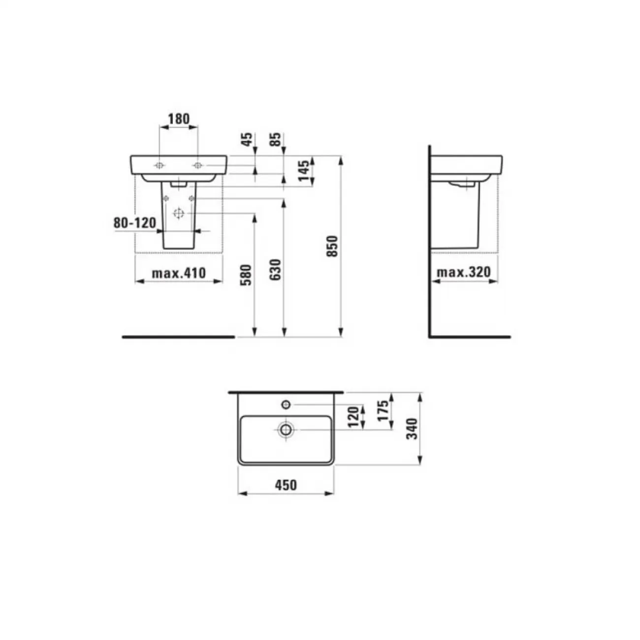 LAVABO 45x34 LAUFEN PRO S